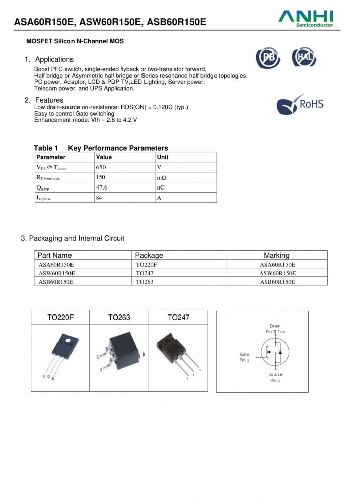 ASB60R150E datasheet page 1