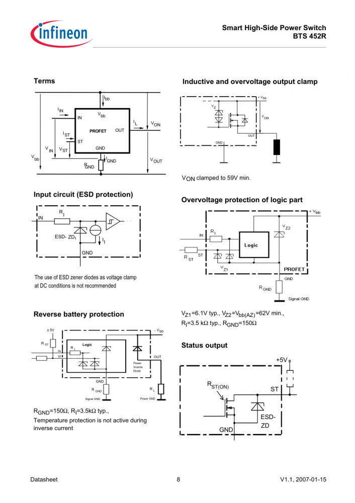 BTS452RAKSA1 datasheet page 8