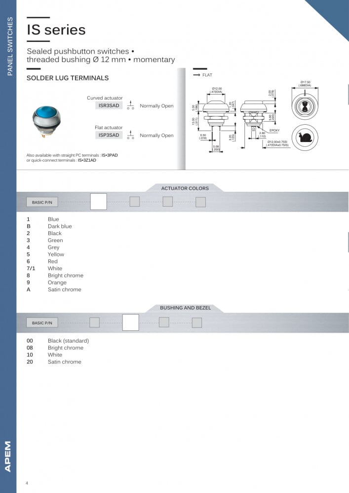 APEM IS series datasheet page 4