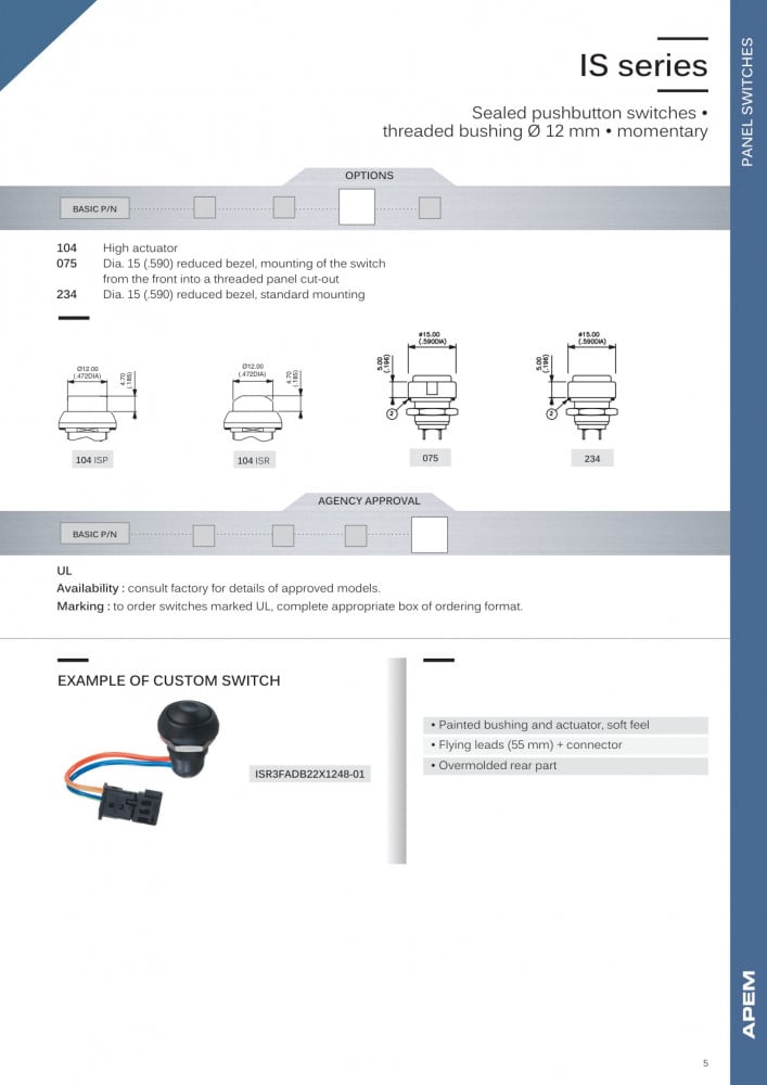 APEM IS series datasheet page 5