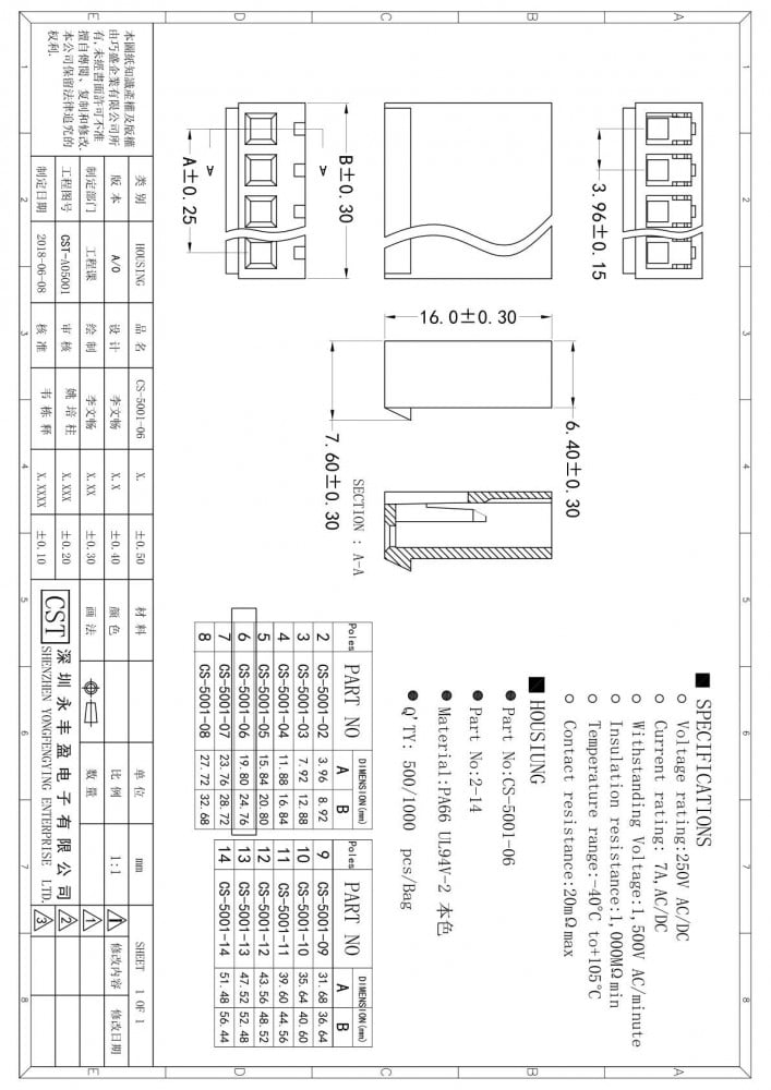 CST CS-5001-06 technical drawing
