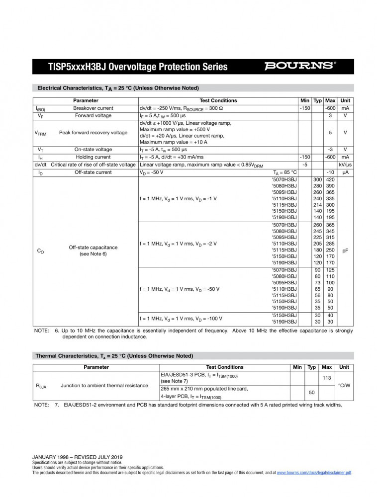 TISP5080H3BJR-S datasheet page 3