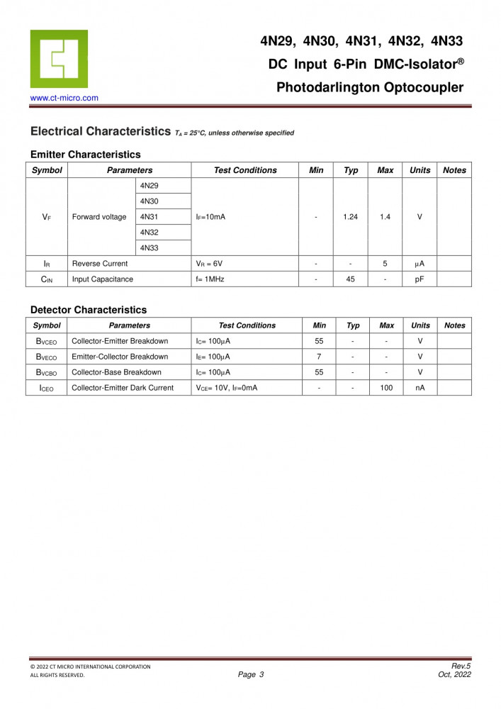 CT MICRO 4N30 datasheet page 3
