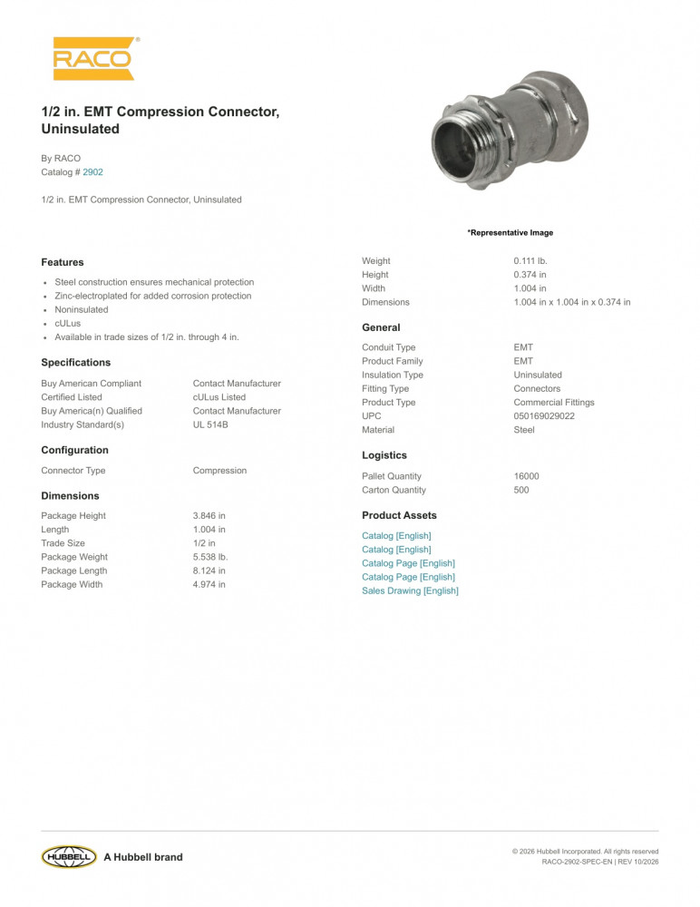 Technical documentation image for Burndy / RACO catalog 2902