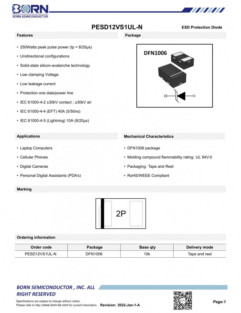 PESD12VS1UL-N datasheet page 1