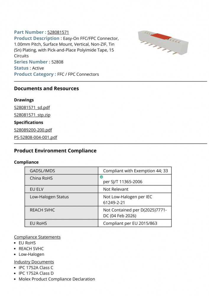 MOLEX 528081571 technical document image 1