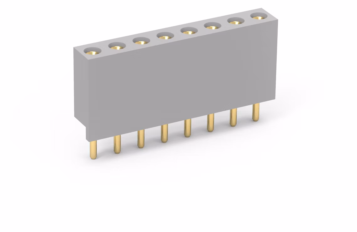 AirBorn W Series Rectangular Board Mount Receptacle with Socket Contacts, Vertical, Through Hole, Single Row, 0.100