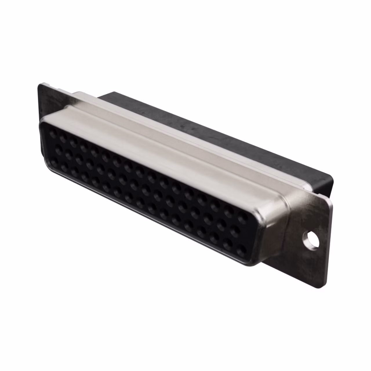 FCT Standard-Density D-Sub Crimp Housing, Female, Shell without Dimples, Non-Magnetic, 50 Circuits, Black Front and Rear Insulator, Crimp Contacts Not Included for sale