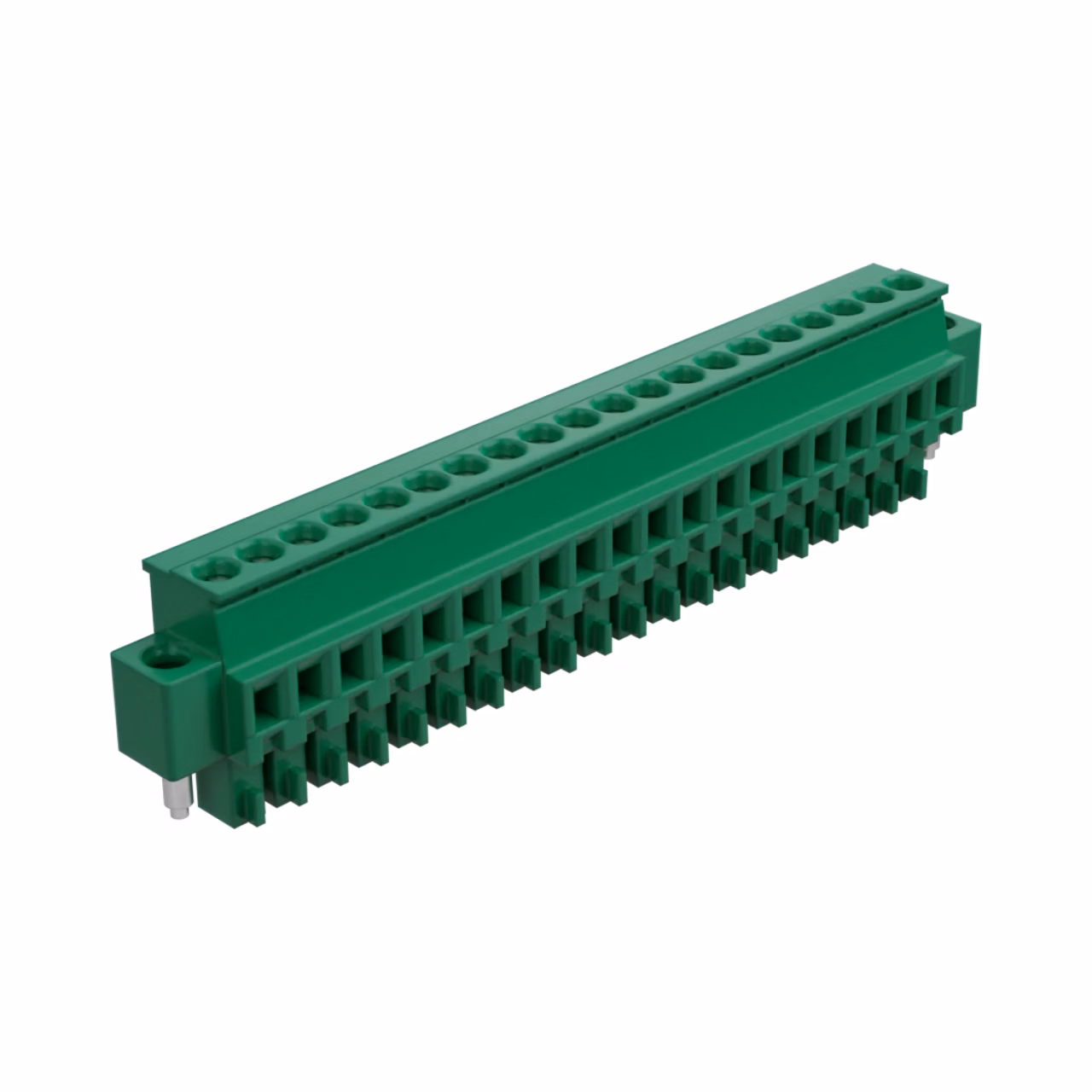 3.81mm Pitch Eurostyle Vertical Plug, with Retention Screws and Standard  Imprinting, Front Wire Entry, Green Housing, Gold (Au) Plated, 20 Circuits for sale