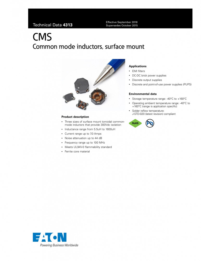 EATON CMS series datasheet page 1