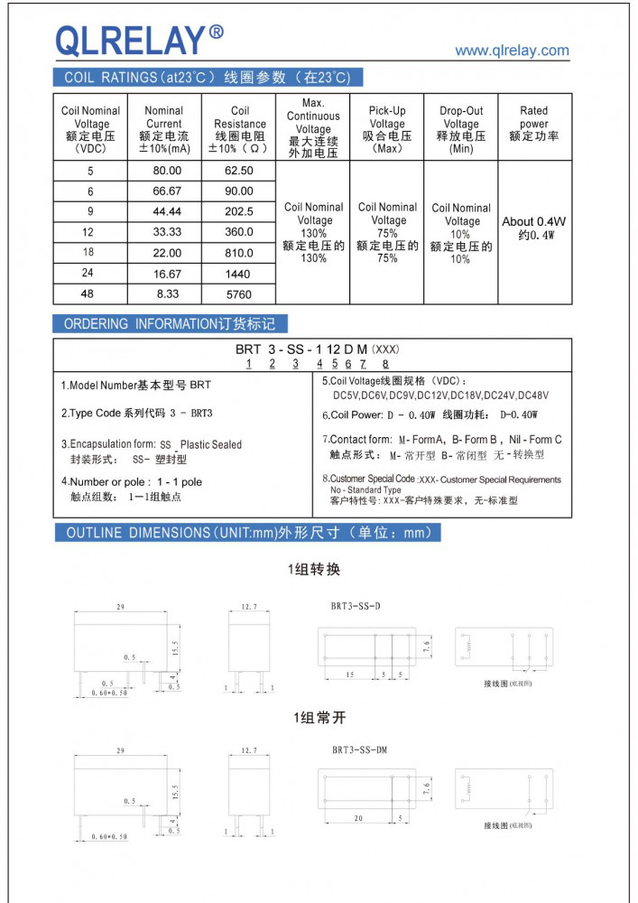 BRT3 relay datasheet page 2