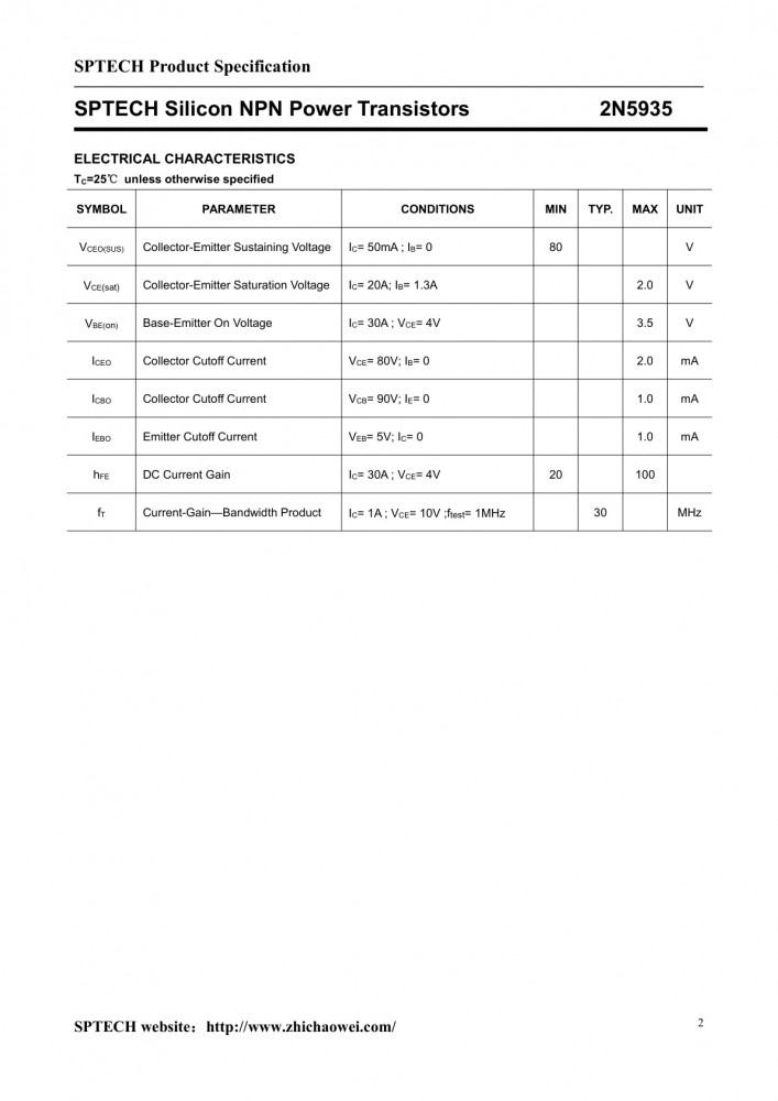 2N5935 SPTECH datasheet page 2