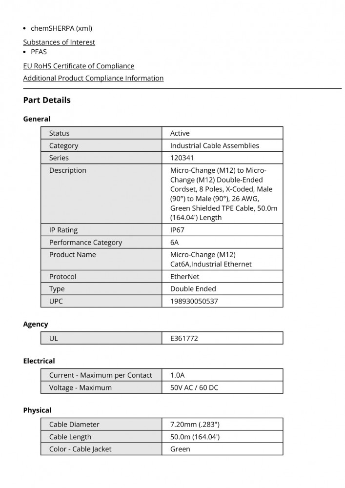 Molex M12 CAT 6A specification page 2