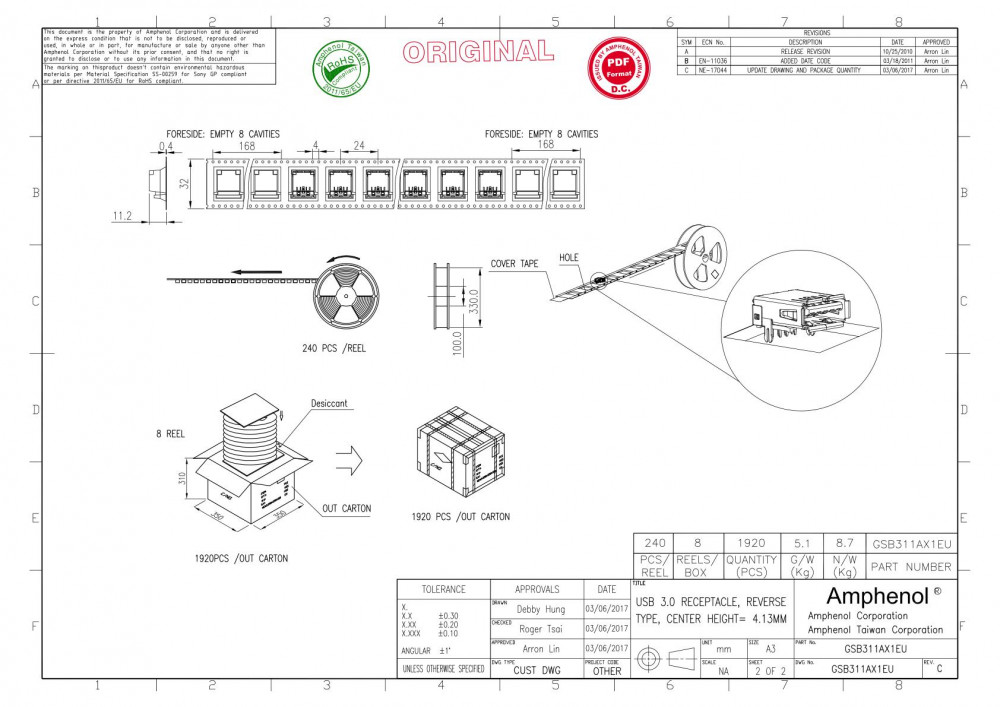 Amphenol GSB311A41EU technical drawing page 2