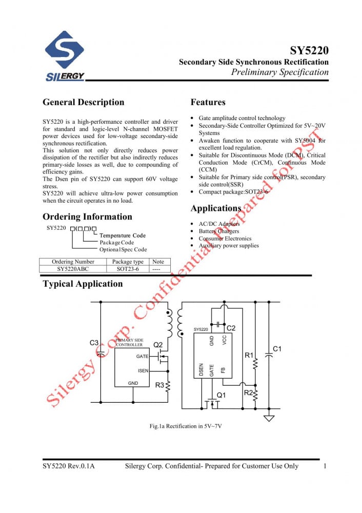SY5220ABC datasheet page 1