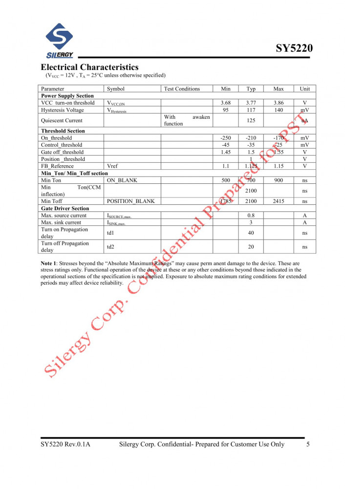 SY5220ABC datasheet page 5
