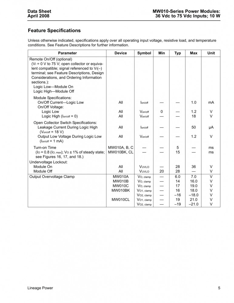 MW010A datasheet page 5