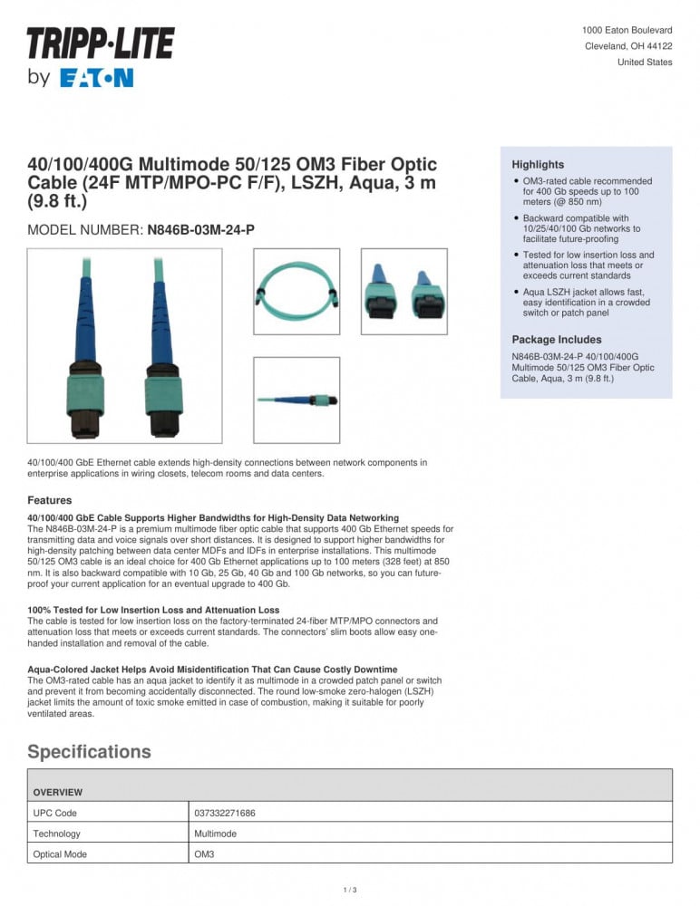 N846B-03M-24-P technical document page 1