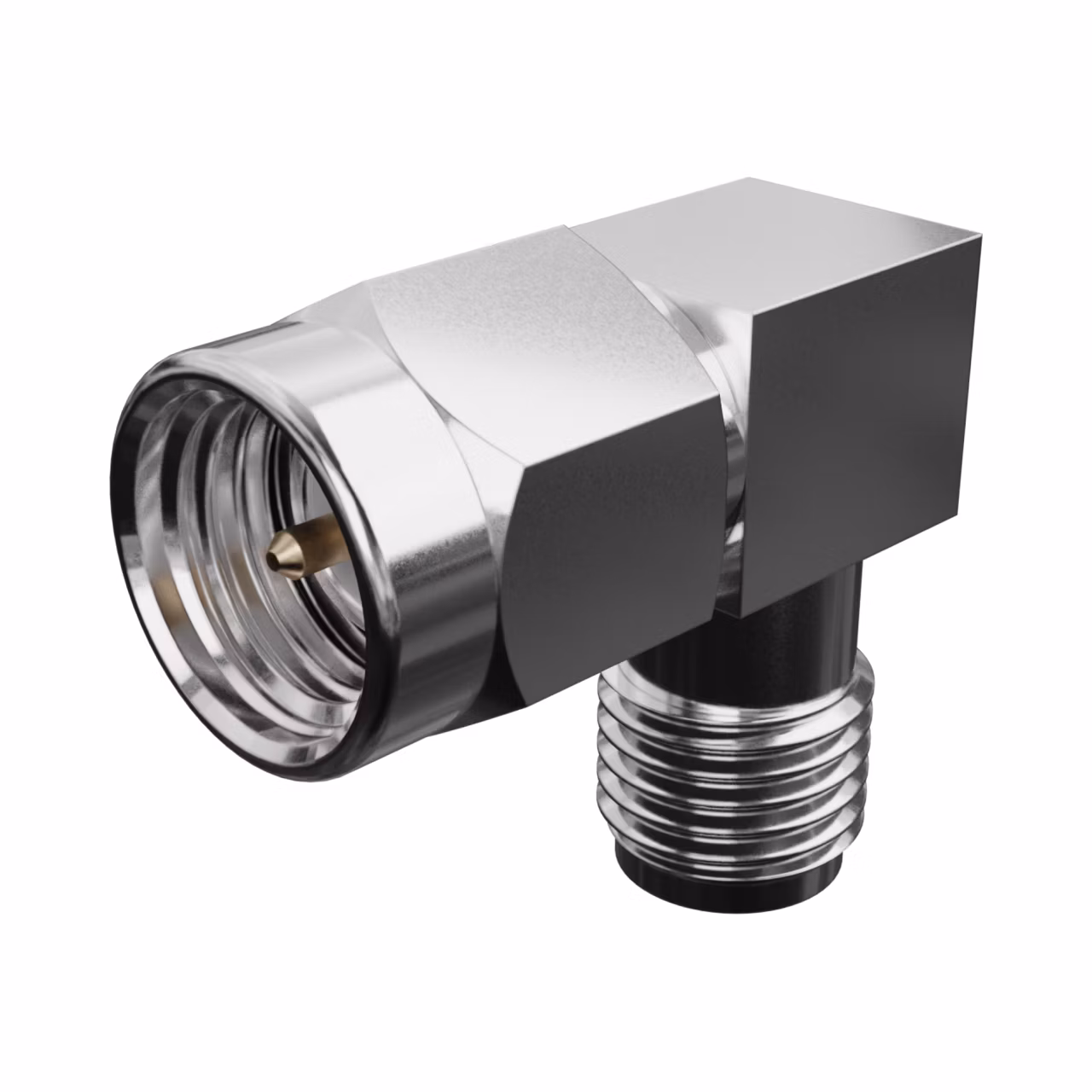 SMA Plug-to-SMA Jack Adapter, Right-Angle, Tray, 50 Ohms for sale