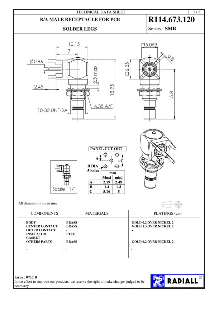 R114673120 technical data sheet, page 1