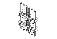 3.96mm Pitch Dual Body Header, Vertical, Through Hole, 10 Circuits, 0.38µm Gold(Au) over 1.25µ Nickel(Ni) Plating, Tube Packaging for sale