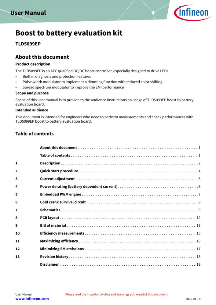 TLD5099EP evaluation board document page 1