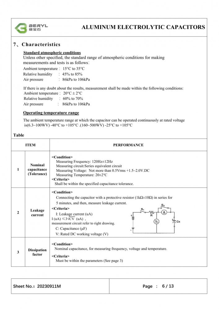BERYL KN capacitor document page 6