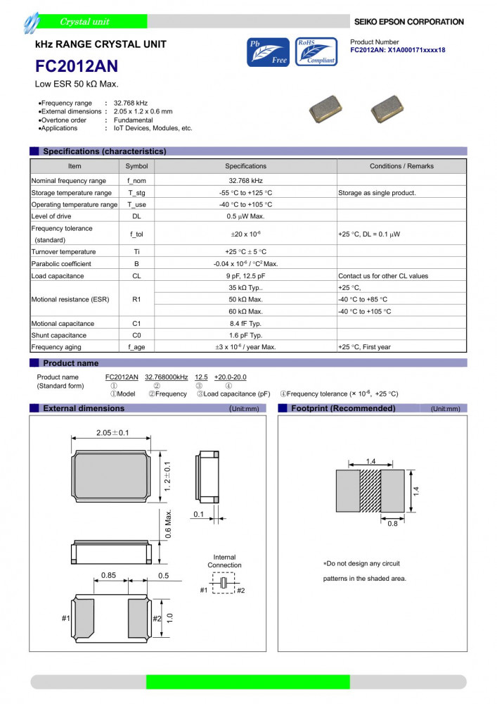 EPSON FC2012AN datasheet page 1