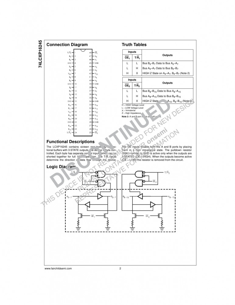 74LCXP16245 datasheet page 2