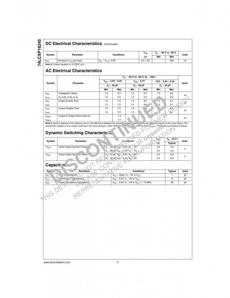 74LCXP16245 datasheet page 4