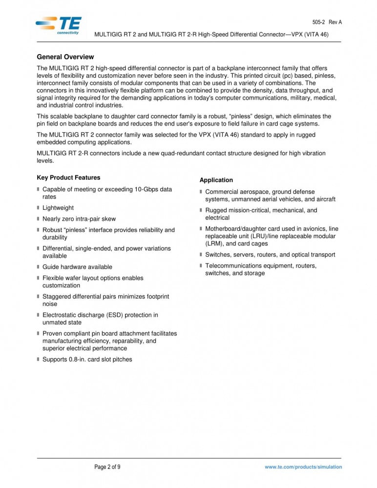 TE Connectivity MULTIGIG RT 2 technical report page 2