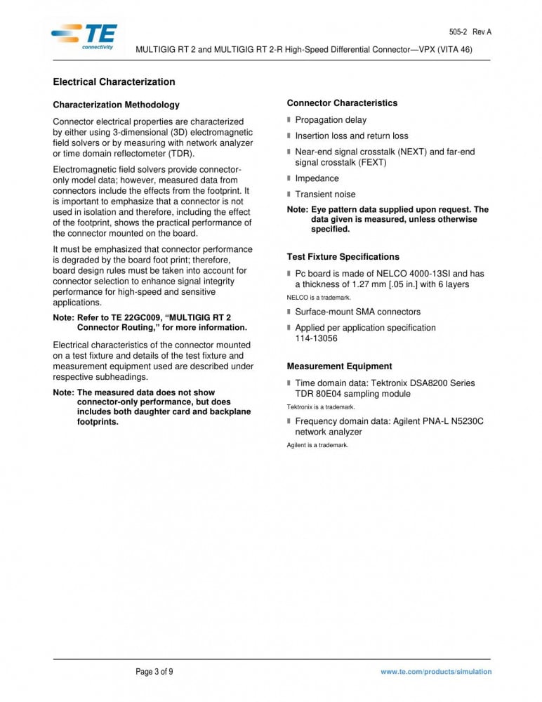 TE Connectivity MULTIGIG RT 2 technical report page 3