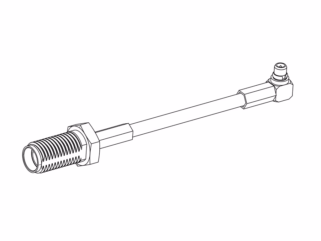 MCX Right-Angle Plug to FAKRA SMB Jack Bulkhead Keying Code D Bordeaux Violet on RG-316 Cable, 90.00mm Length, 50 Ohms