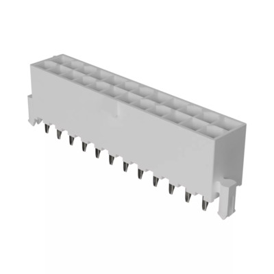 Mini-Fit Jr. First Mate / Last Break Header, 4.20mm Pitch, Dual Row, Vertical, with Snap-in Plastic Peg, 24 Circuits, Nylon 6/6 UL 94V-2, Matte Tin (Sn) Plating, Natural for sale