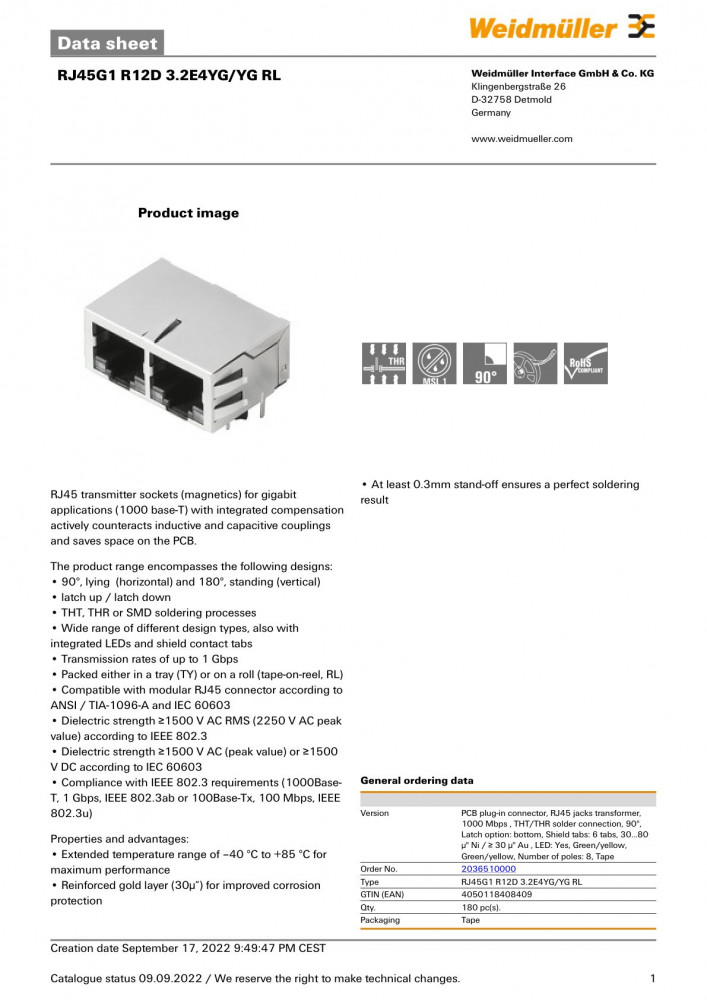 WEIDMULLER 2036510000 document page 1
