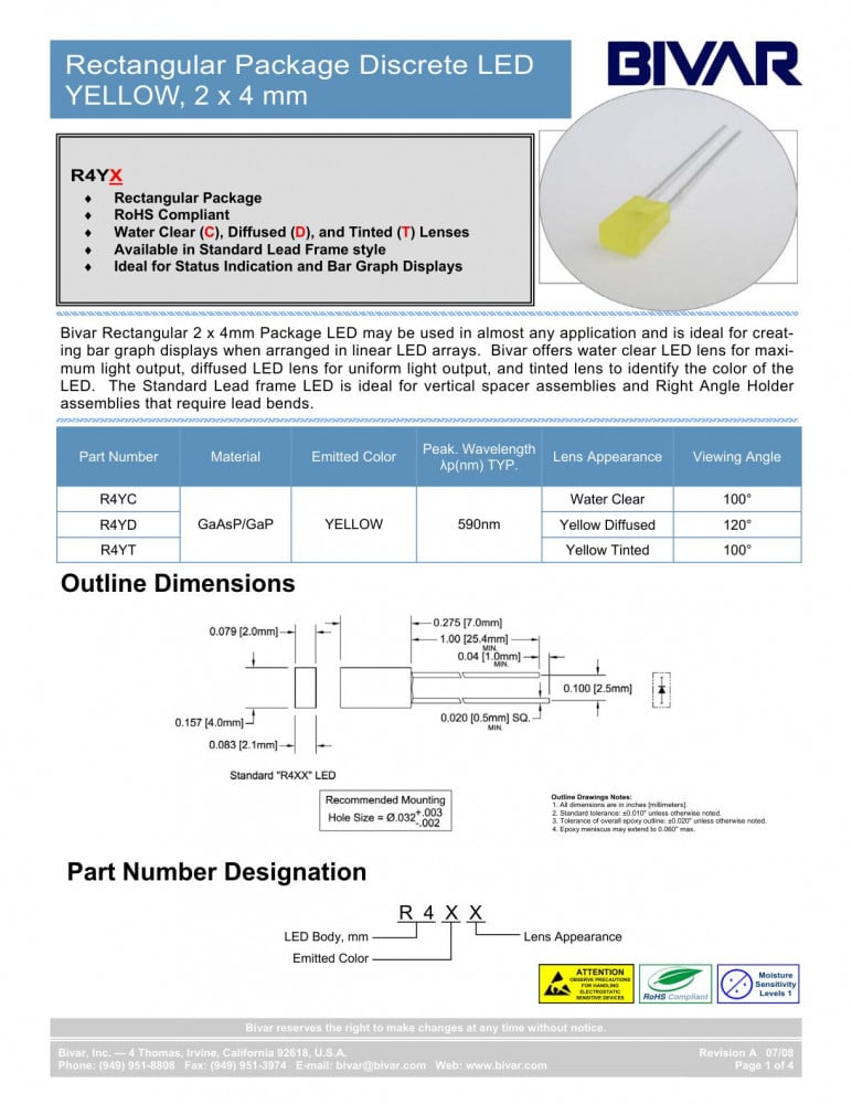 BIVAR R4YD datasheet page 1