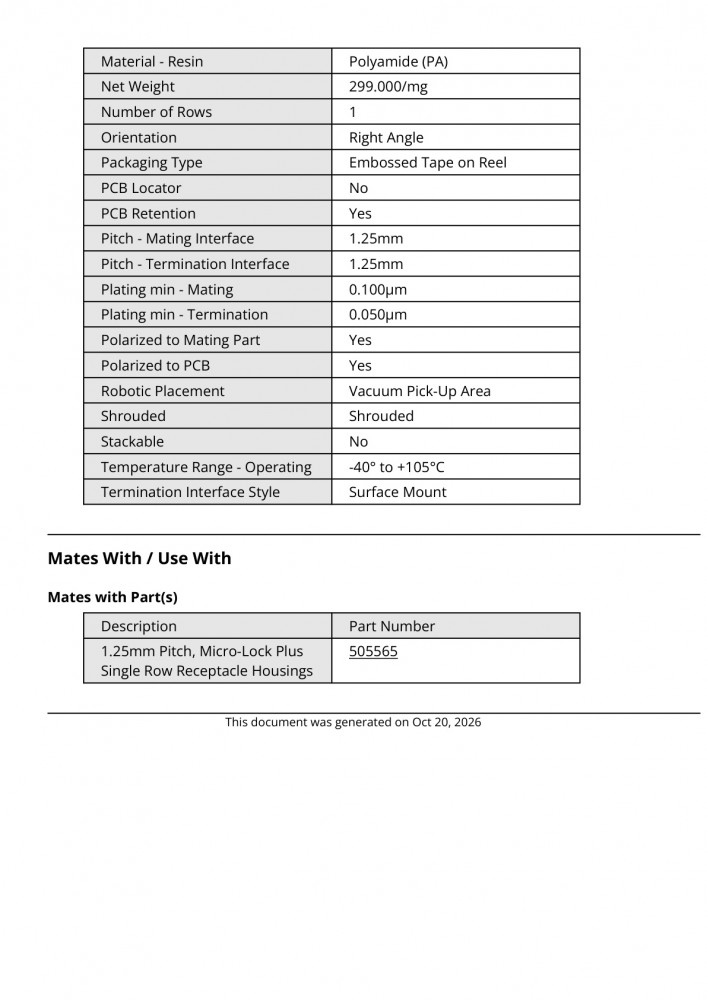 Product document image 3 for MOLEX 5055671084