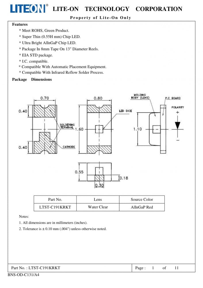 LTST-C191KRKT datasheet page 2