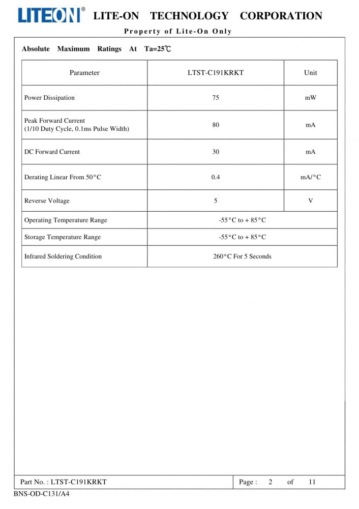 LTST-C191KRKT datasheet page 3