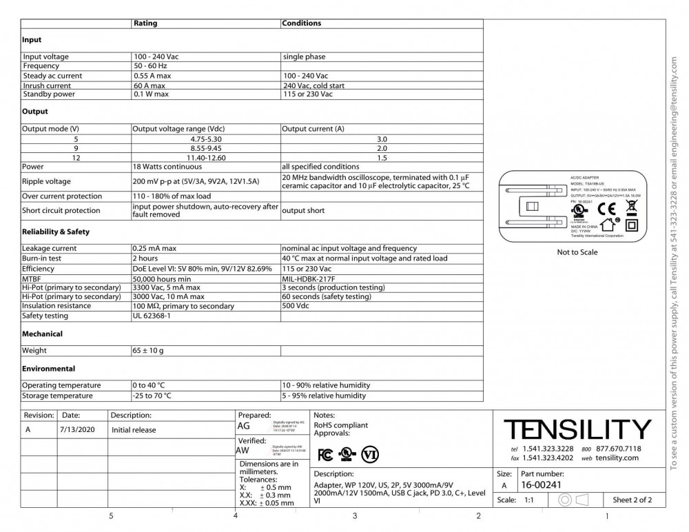 Tensility International 16-00241 product specification, page 2