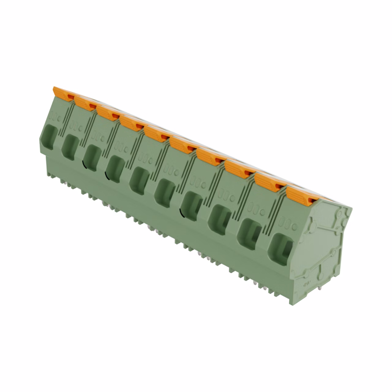 15.00mm Pitch Lever Activated Fixed Mount PCB Terminal Block, 35° Wire Entry, Left Front Terminal, 10 Circuits for sale