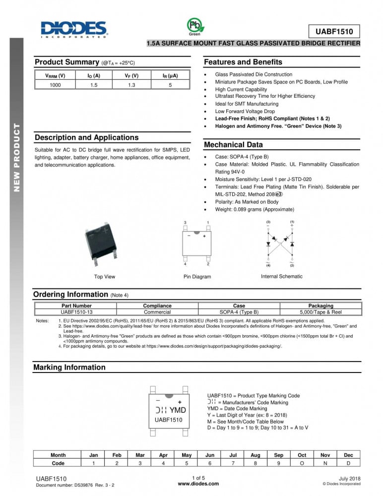UABF1510-13 datasheet page 1