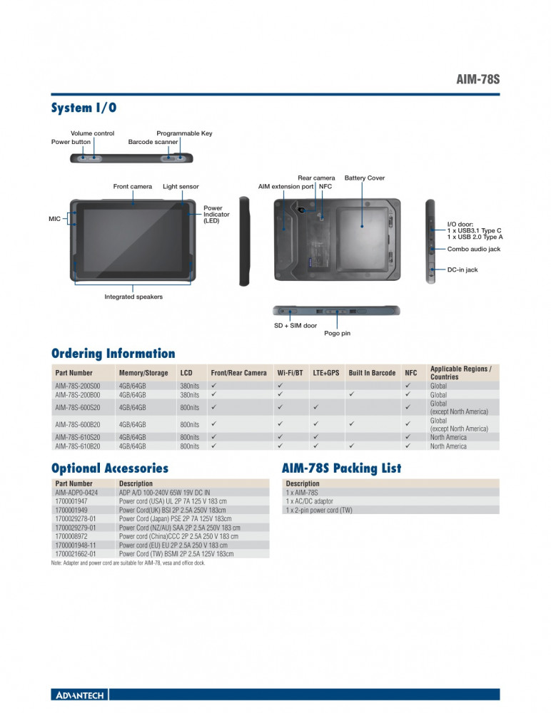 ADVANTECH AIM-78S product document, page 3
