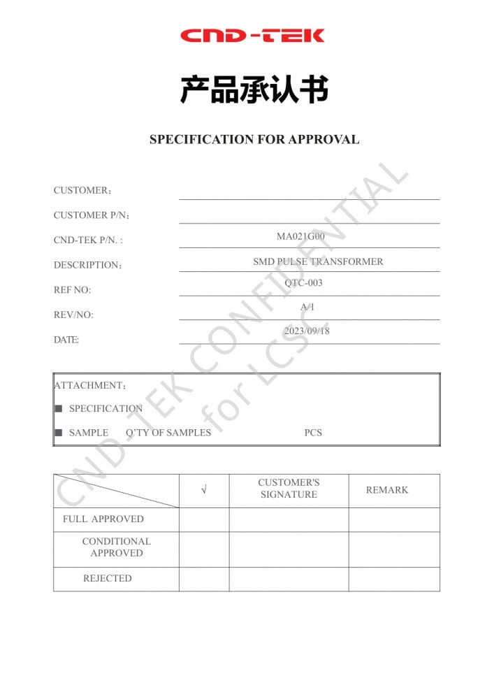 MA021G00 approval document page 1