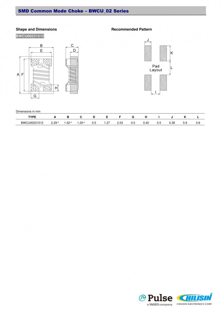 Chilisin BWCU series datasheet page 2
