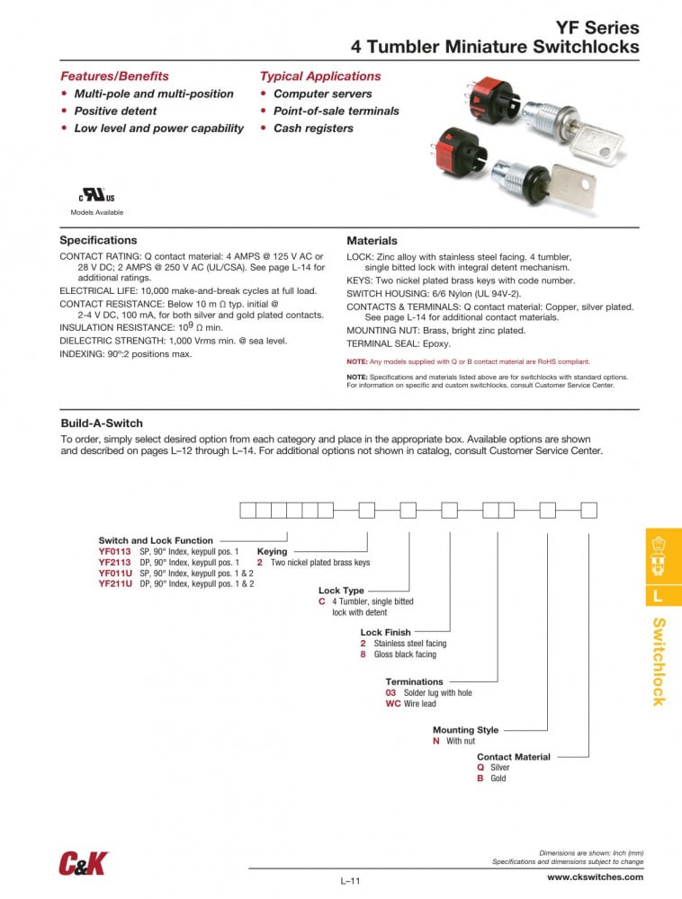 C&K YF series catalog page 1