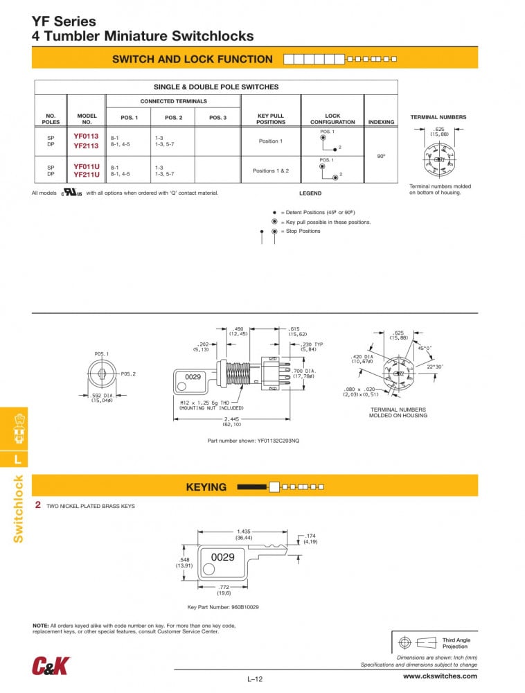 C&K YF series catalog page 2