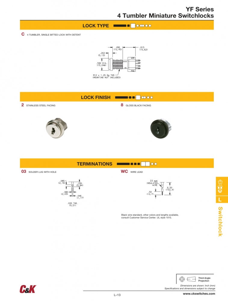 C&K YF series catalog page 3