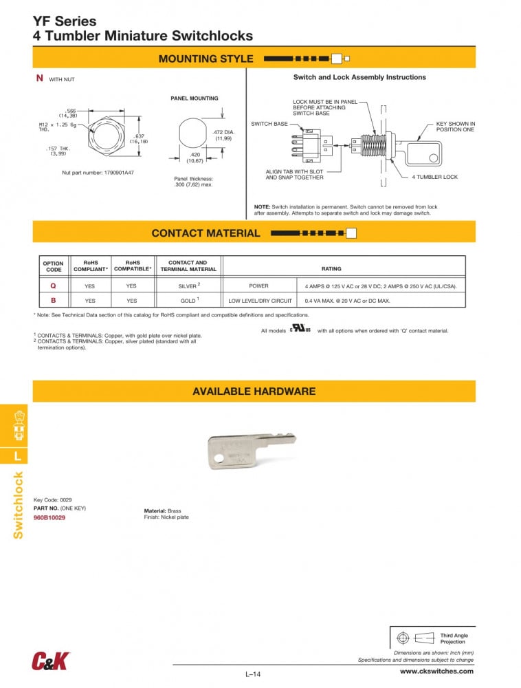 C&K YF series catalog page 4
