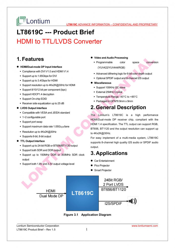 LT8619C technical document page 1
